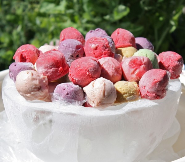 Ice Bowl with Homemade Ice Cream Balls and Miniature Cones - A Canadian ...