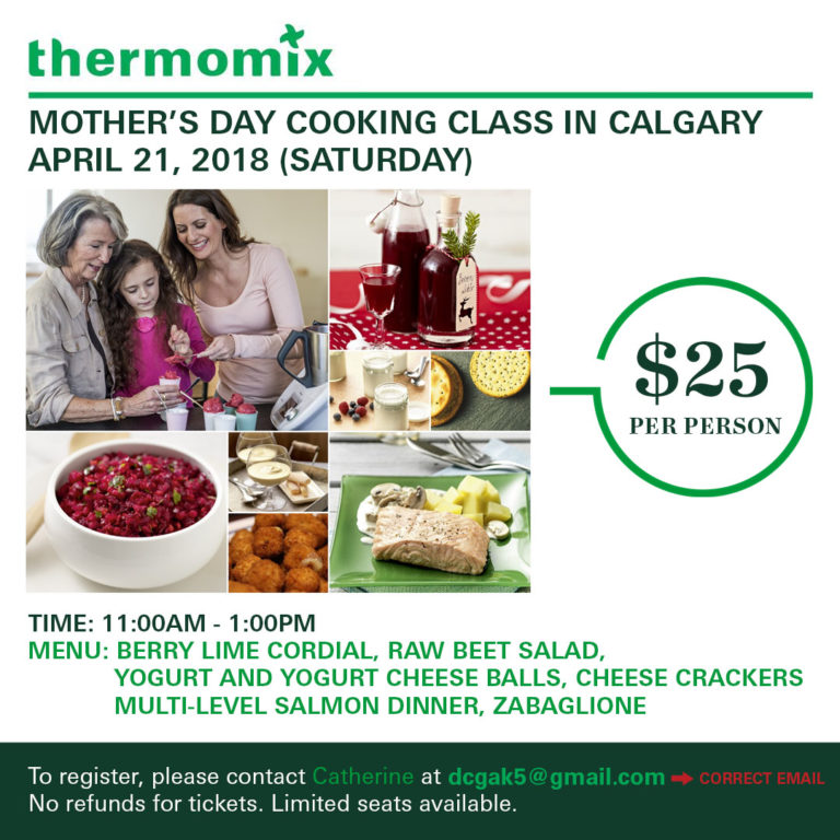 Calgary Thermomix Cooking Class April 21 2018 for Owners and Friends